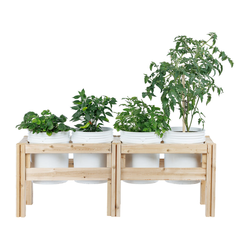Four Bucket Elevated Cedar Wood Garden Frame, 54 in. x 16 in. x 20 or ...