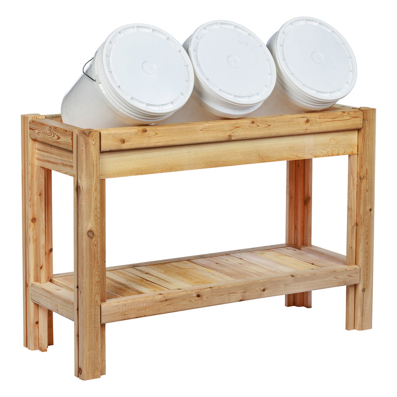 Three or Two Bucket Cedar Storage with Shelf, 44 in. or 31 in. x 16 in ...