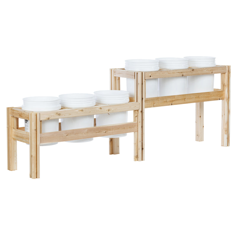 Two-Tiers Six Bucket Elevated Cedar Wood Garden Frame, 84 in. x 16 in ...