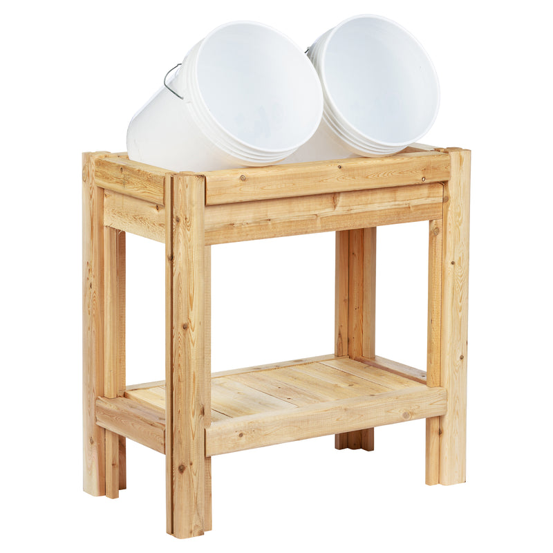 Two or Three Bucket Cedar Storage with Shelf, 31 in. or 44 in. x 16 in ...